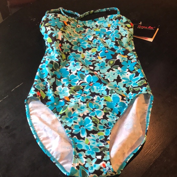 Shape FX | Swim | Nwt Womens 6 Shape Fx Swimsuit Blue Floral | Poshmark